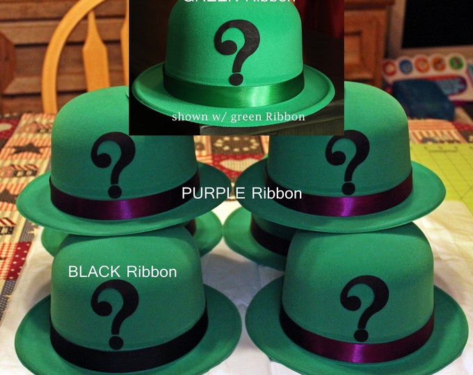 RIDDLER Hat Cosplay Comic Con GREEN Velour Coated - Etsy