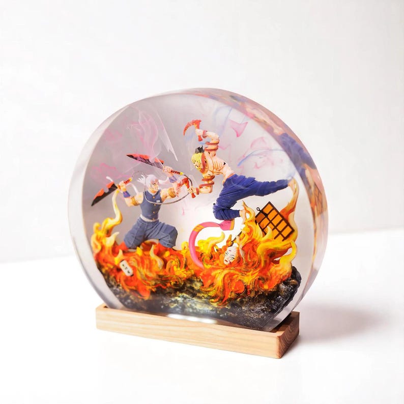 Uzui Tengen Vs Gyutaro Demon Slayer Resin Lamp LED Resin Epoxy Night ...