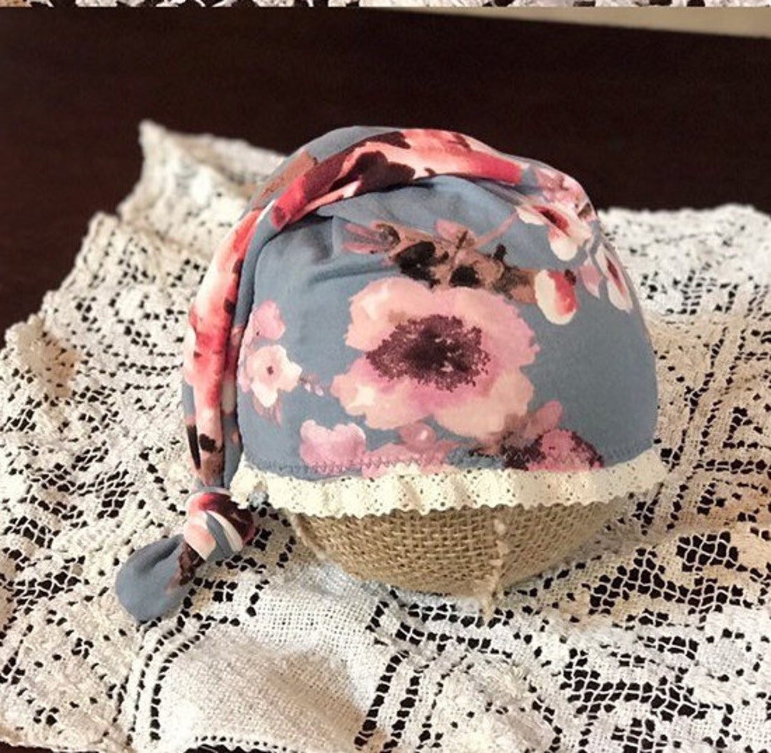 Floral Newborn Sleepy Cap BLUE - Etsy