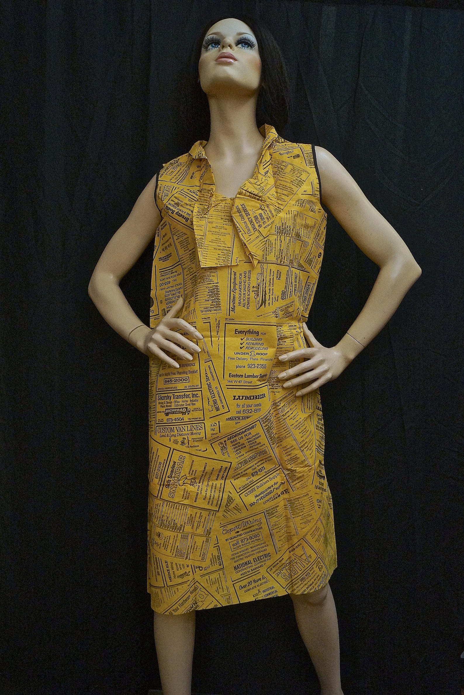 60s Paper Dress / 1960s Yellow Pages Paper Dress / Rare 60s Pop Art ...