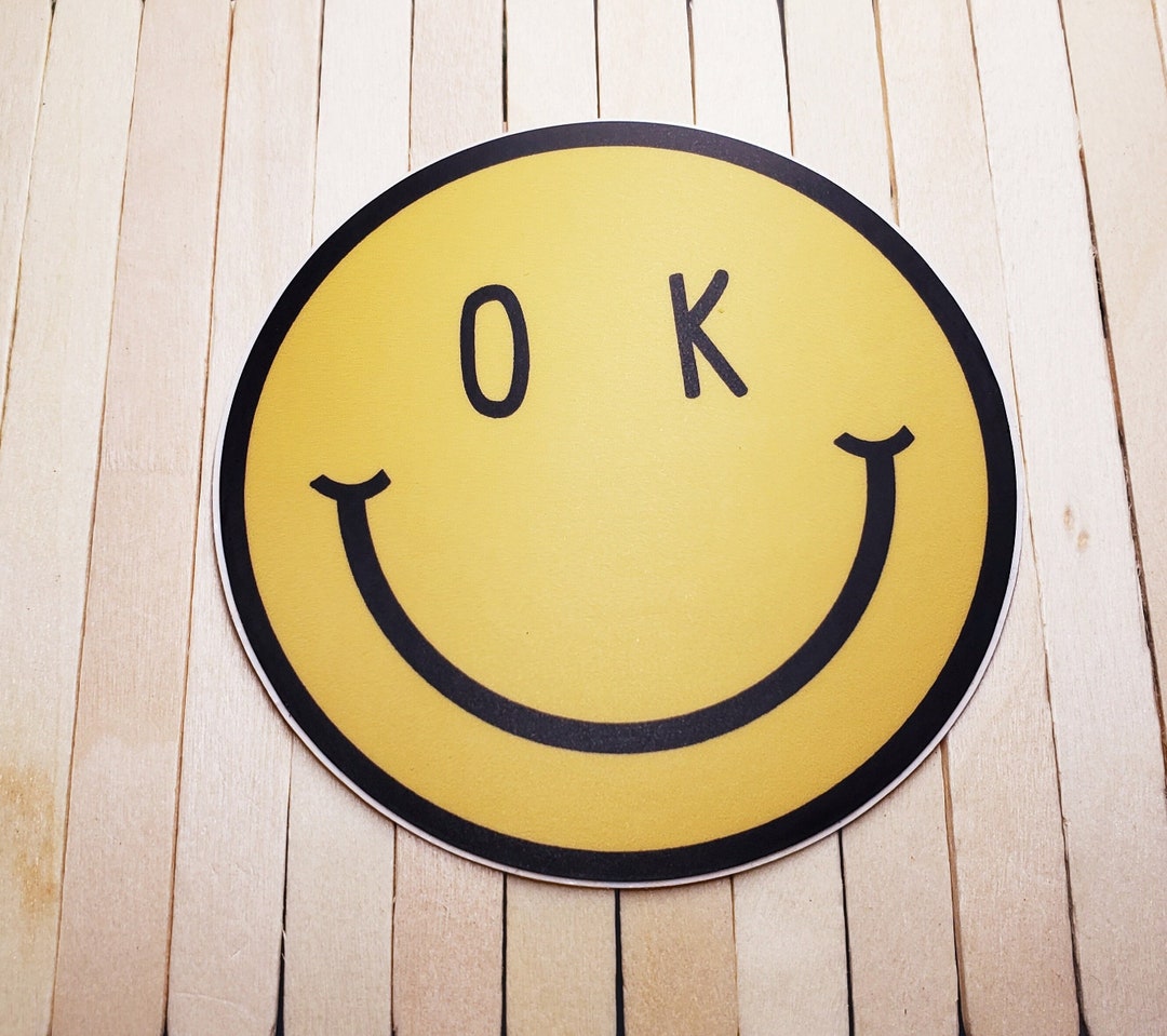 OK Smiley Vinyl Sticker Happy Face Decal Waterproof - Etsy