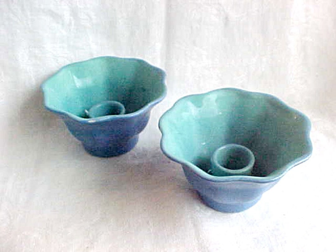 Vintage Winfield Pottery Floriform Candlesticks - Pasadena California ...