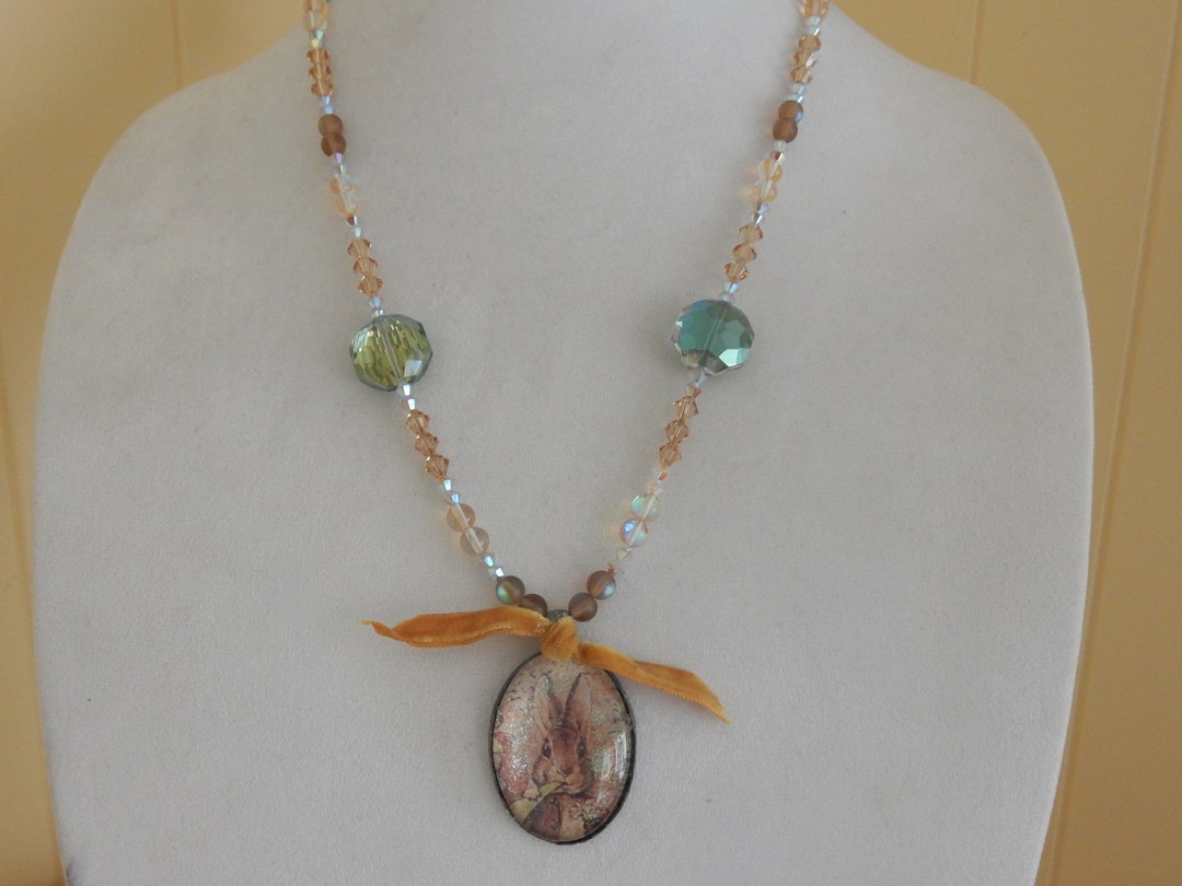 Peter Rabbit Pendant Necklace, Easter Pendant Necklace, Peter Rabbit ...