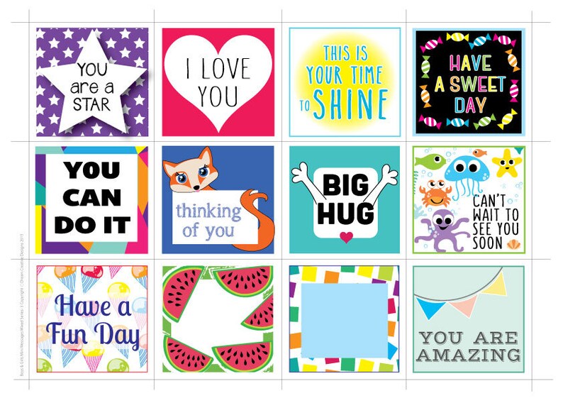 Printable Lunchbox Notes for Kids Mini Messages - Etsy