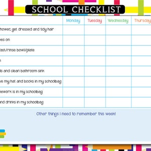 Printable School Checklist for Boys and Girls - Etsy