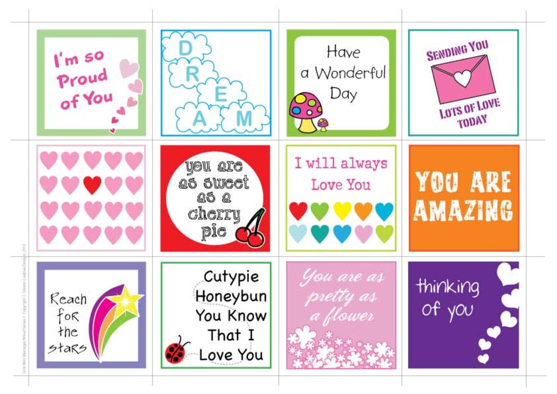 Printable Lunchbox Notes for Kids Mini Messages - Etsy
