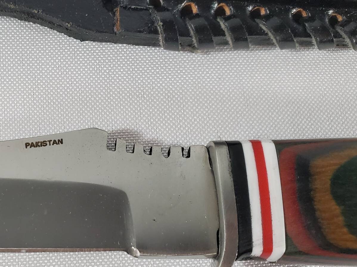 Steel Hunting Knife With Steel and Wood Handle and Leather Sheath, Deer ...