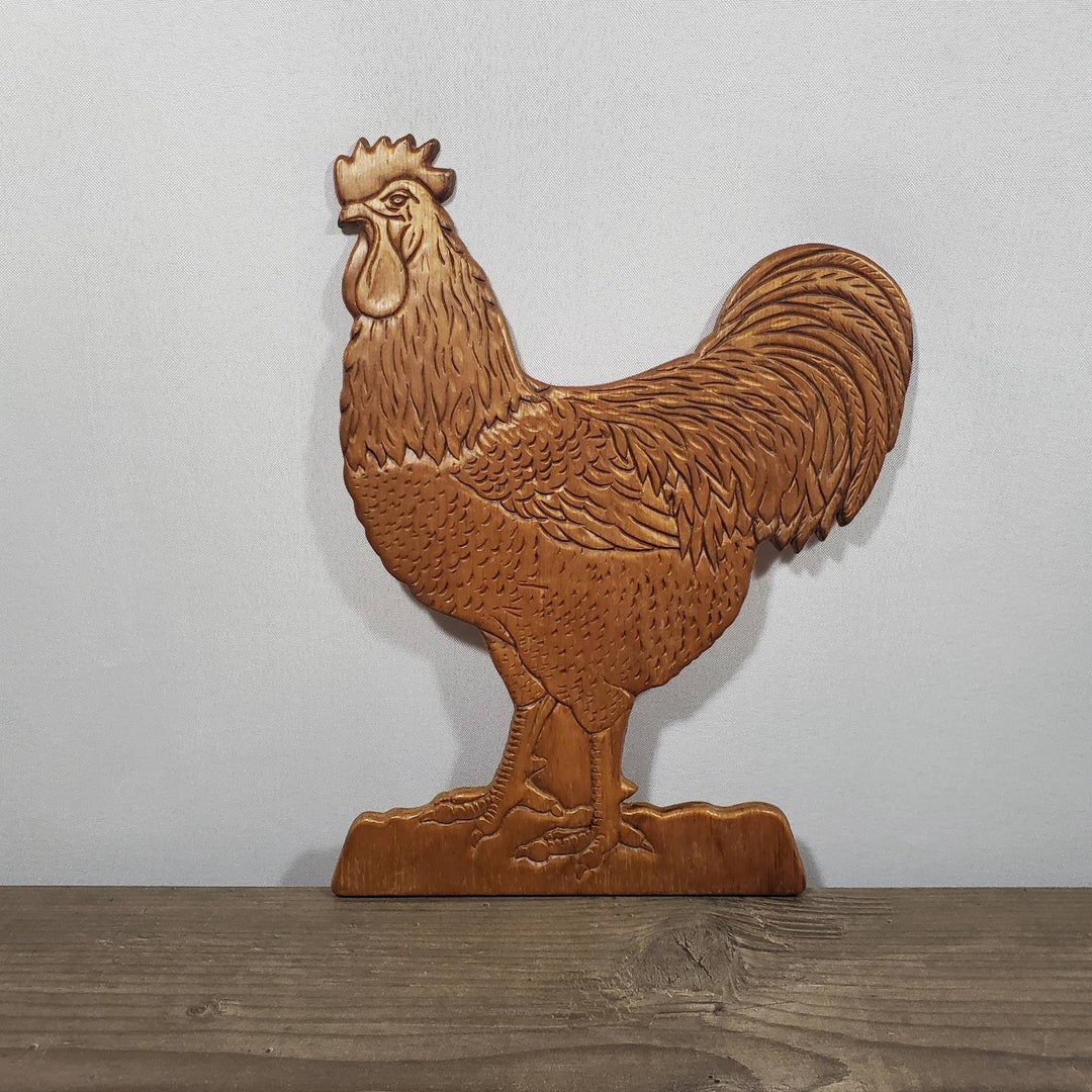 Vintage Carved and Pressed Wood Rooster Plaque Decoration, Farmhouse ...