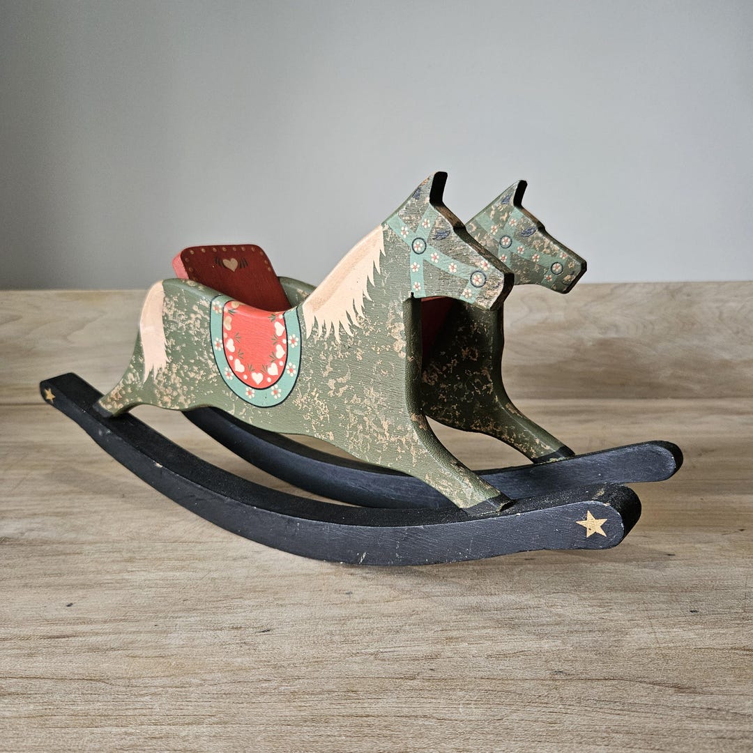 Vintage Hand Painted Double Side Rocking Horse Primitive Country ...