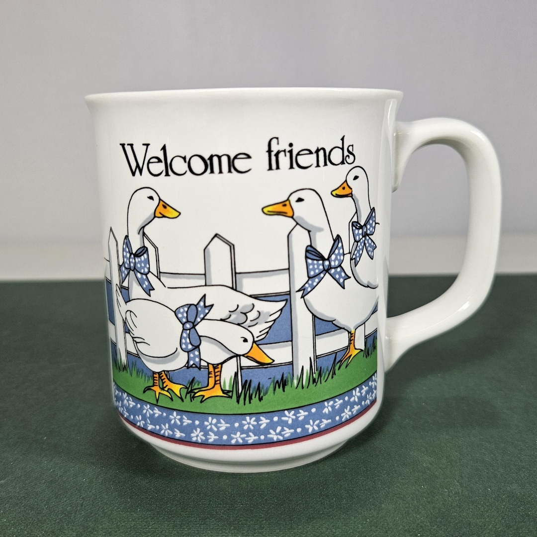 Vintage 1990's Duck Welcome Friends Coffee Cup, Emson Taiwan Goose Mug ...