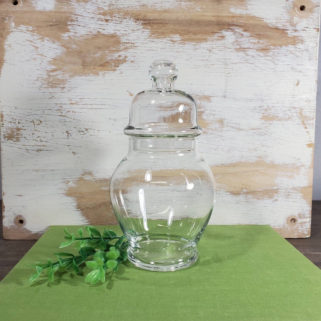 Vintage Clear Glass Ginger Jar, 7.5 Inch Glass Apothecary Container - Etsy