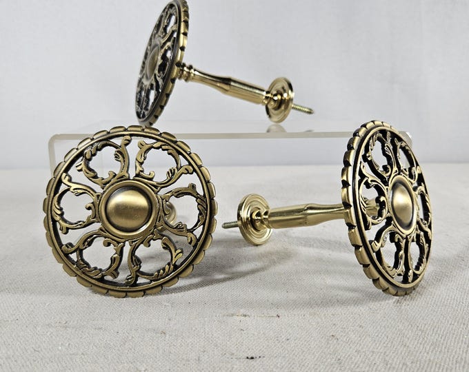 Vintage Curtain Tie Back Holders Antique Brass Finished Metal, Drapery ...