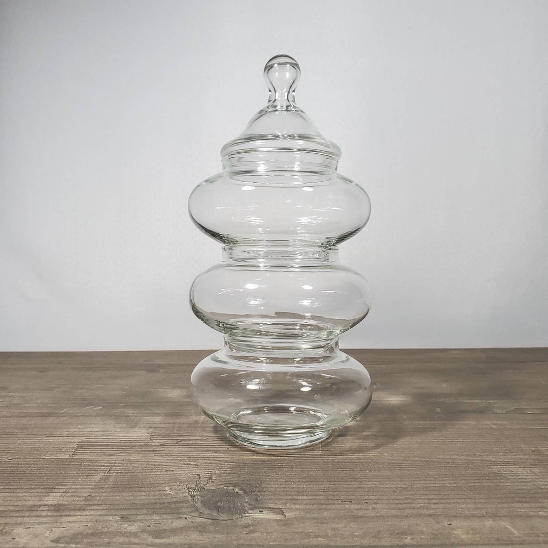 Vintage Three Tier Stacking Apothecary Jars, Stacking Glass Candy ...