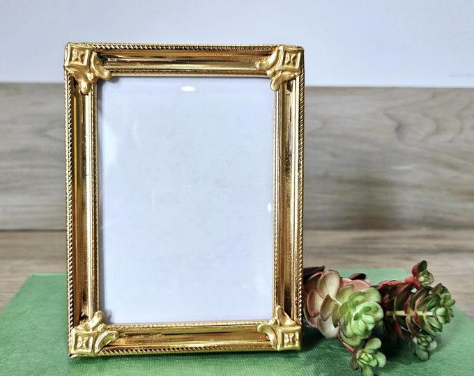 Vintage Gold Metal Photo Frame 3 X 4 With Convex Glass and Easel Back ...