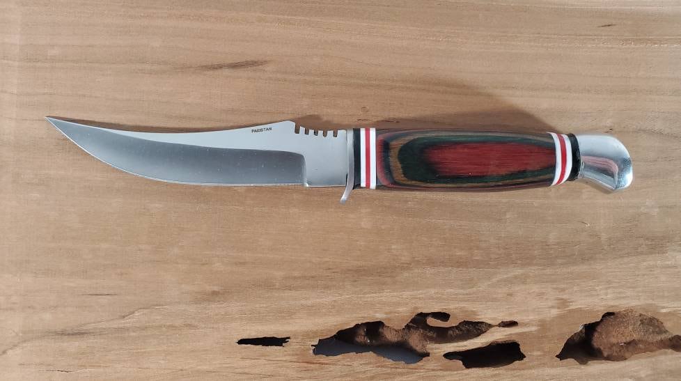 Steel Hunting Knife With Steel and Wood Handle and Leather Sheath, Deer ...