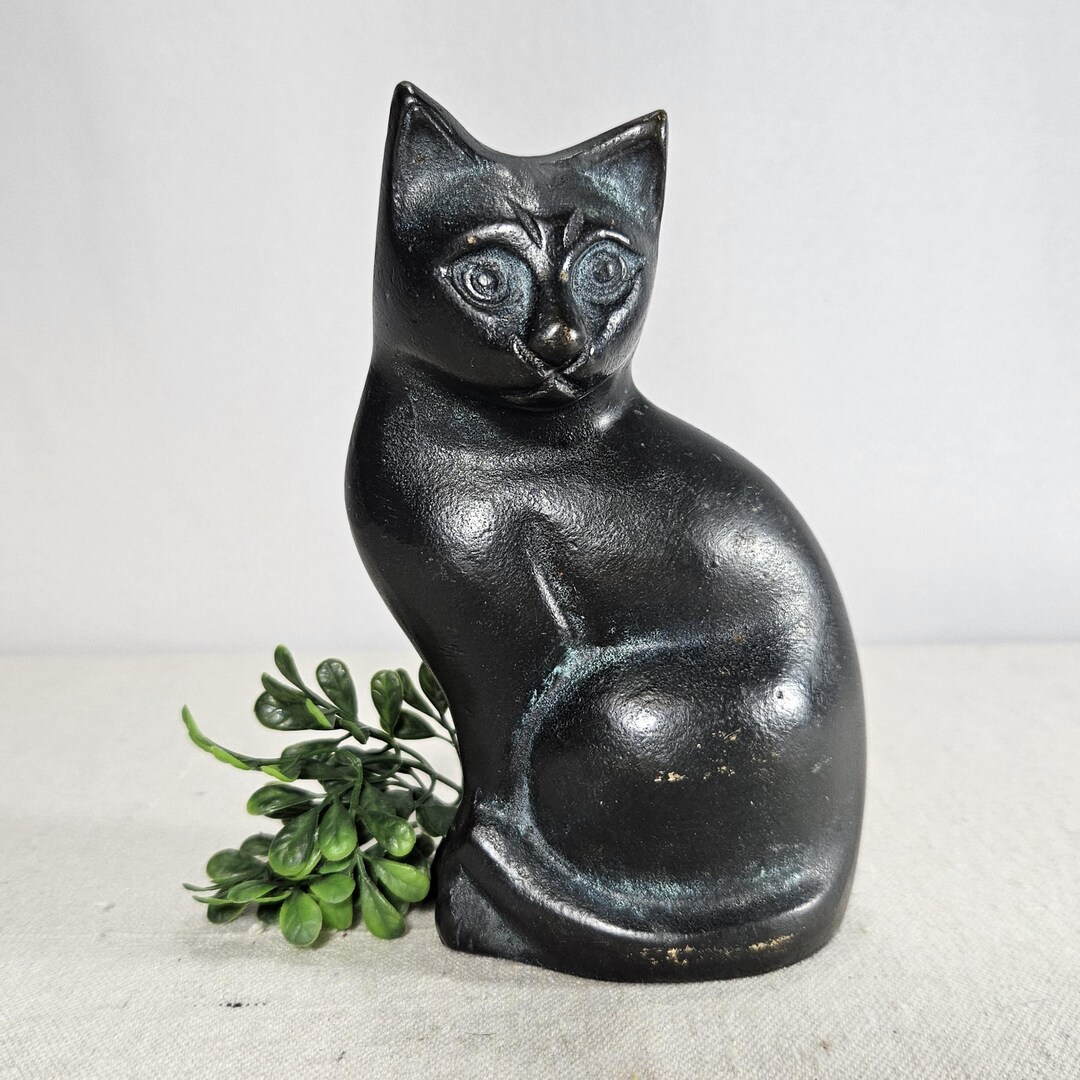 Brass and Bronze Cat Figurine Statue 6 Inch Cat Art - Etsy