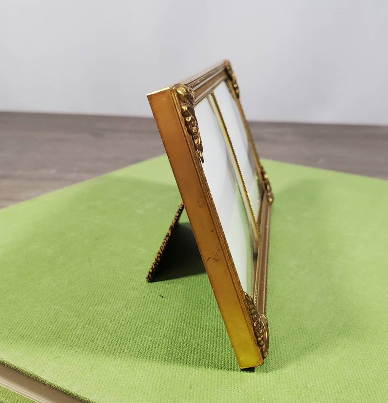 Vintage Small Metal Double Gold Frame With Convex Glass - Etsy