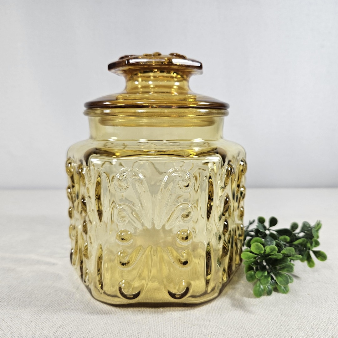 Vintage Amber Apothecary Jar, Amber Nut Jar - Etsy
