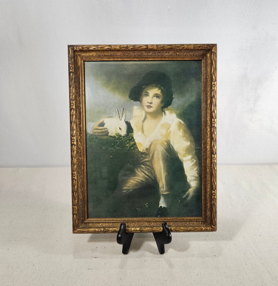 Vintage Henry Raeburn Boy and Rabbit Framed Print 11 X 14 Gallery Wall ...