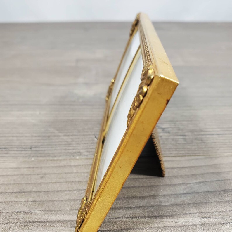 Vintage Small Metal Double Gold Frame With Convex Glass - Etsy