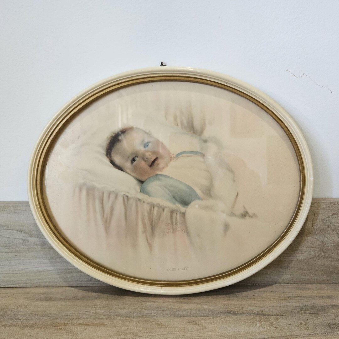 Vintage Bessie Pease Gutmann Framed "miss Flirt" Baby Print, Vintage ...
