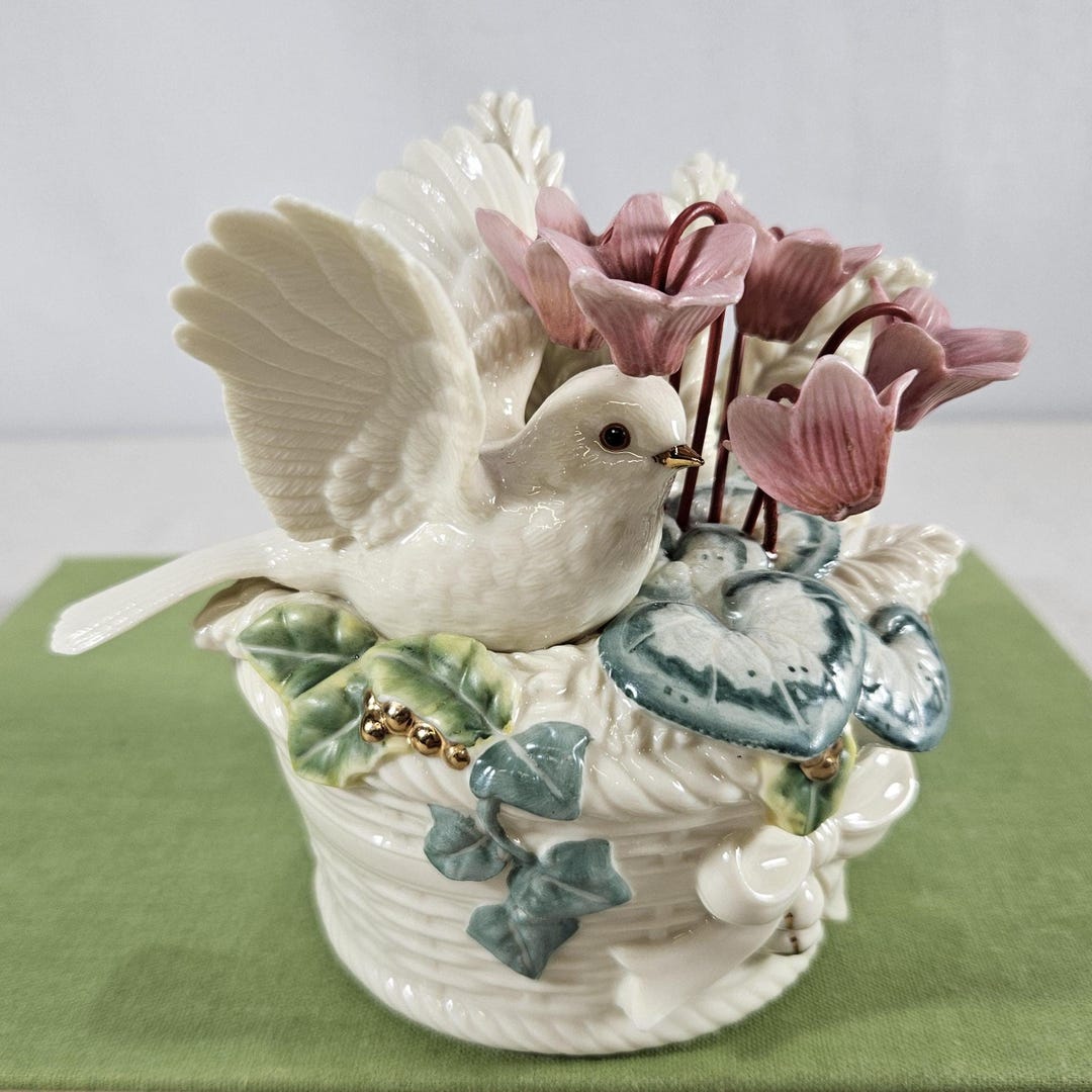 Lenox Porcelain Music Box Dove With Flowers Deck the Halls Song - Etsy