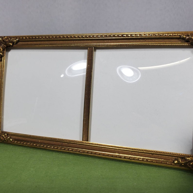 Vintage Small Metal Double Gold Frame With Convex Glass - Etsy