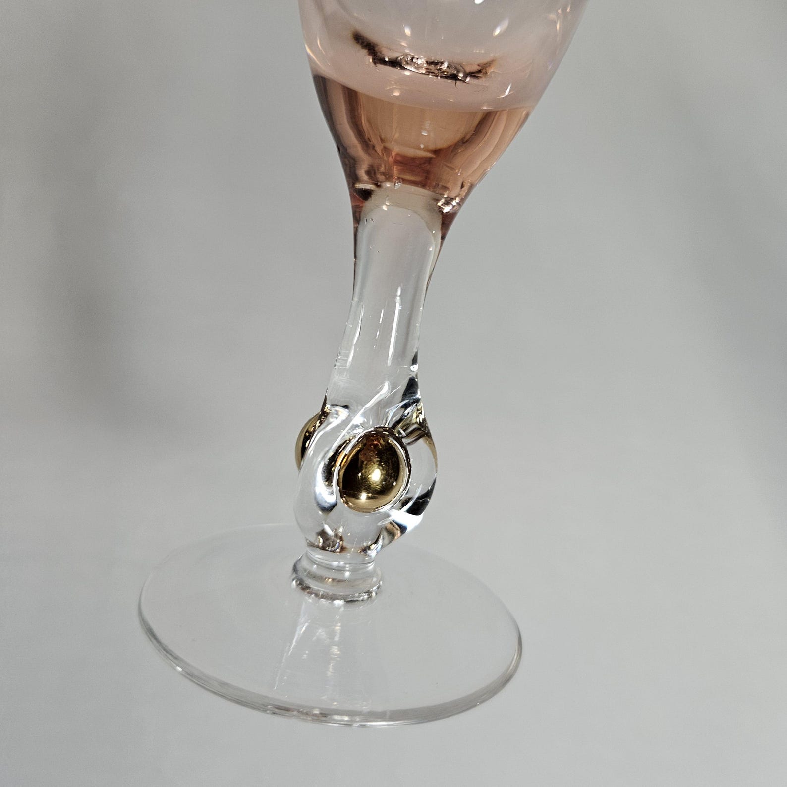 Vintage 1960's Jozef Slanik Champagne Flute Glasses Pink With Gold Ball ...