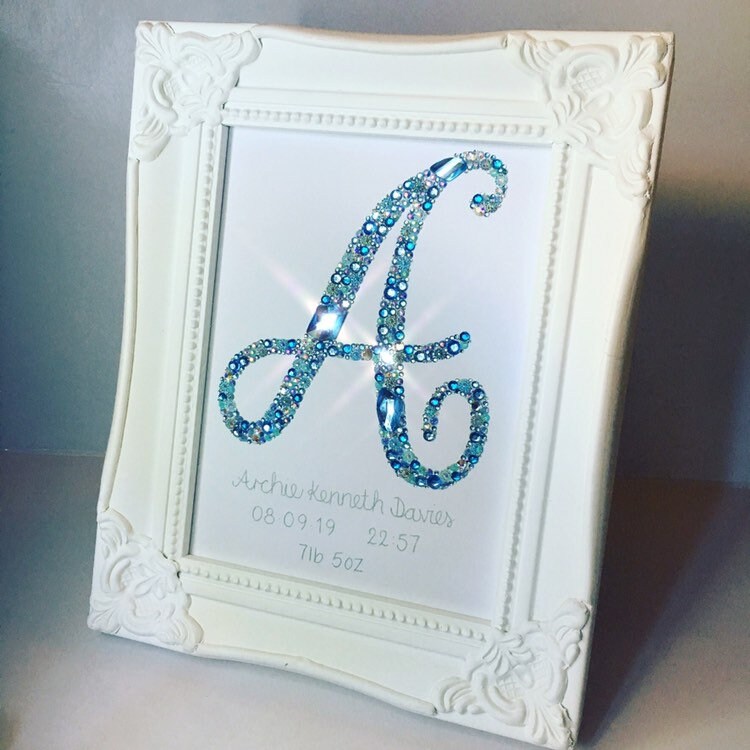 Initial Letter Name Frame Personalised Gift Button Wall Art - Etsy UK