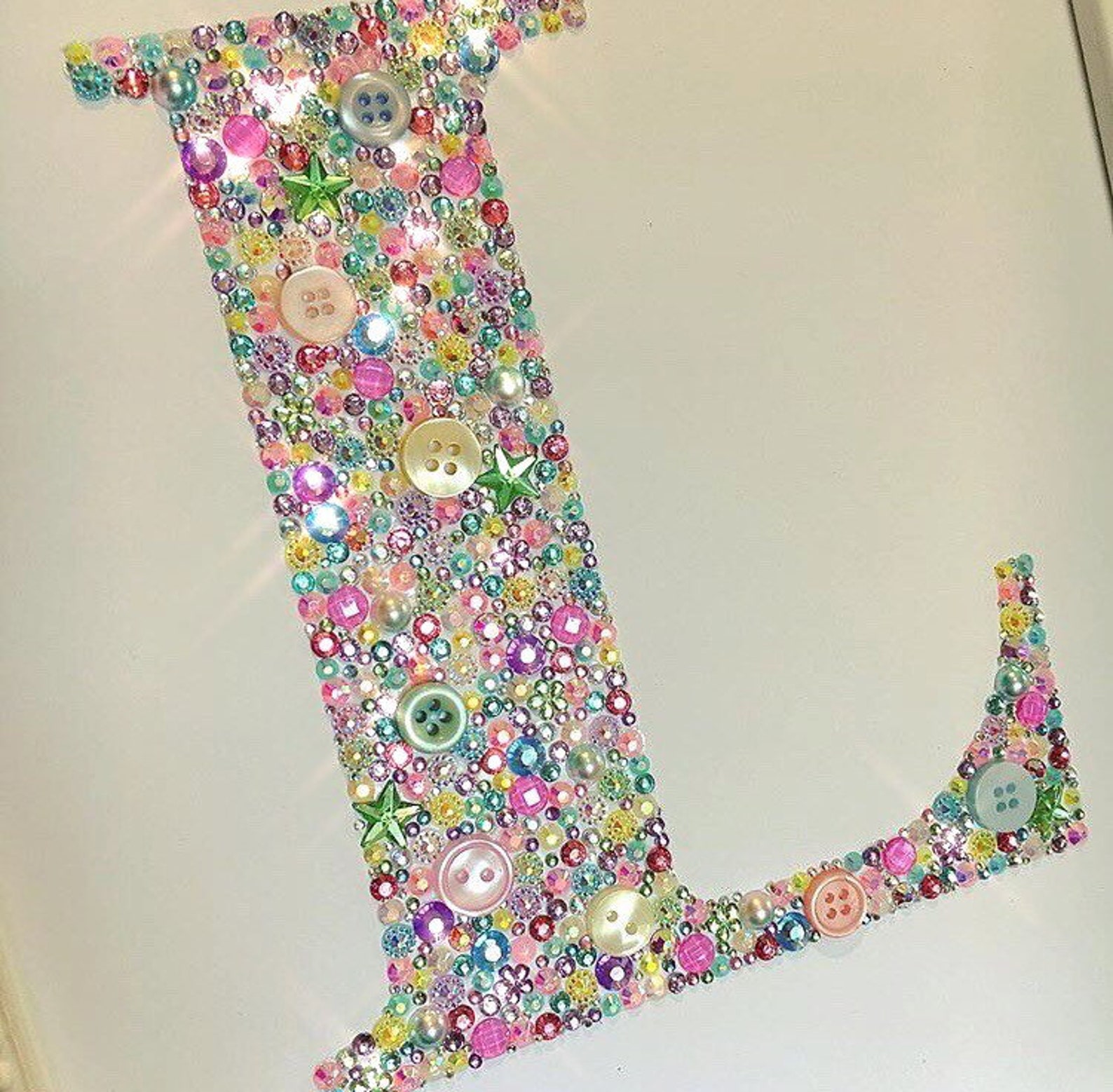 Initial Letter Name Frame Personalised Gift Button Wall Art | Etsy UK