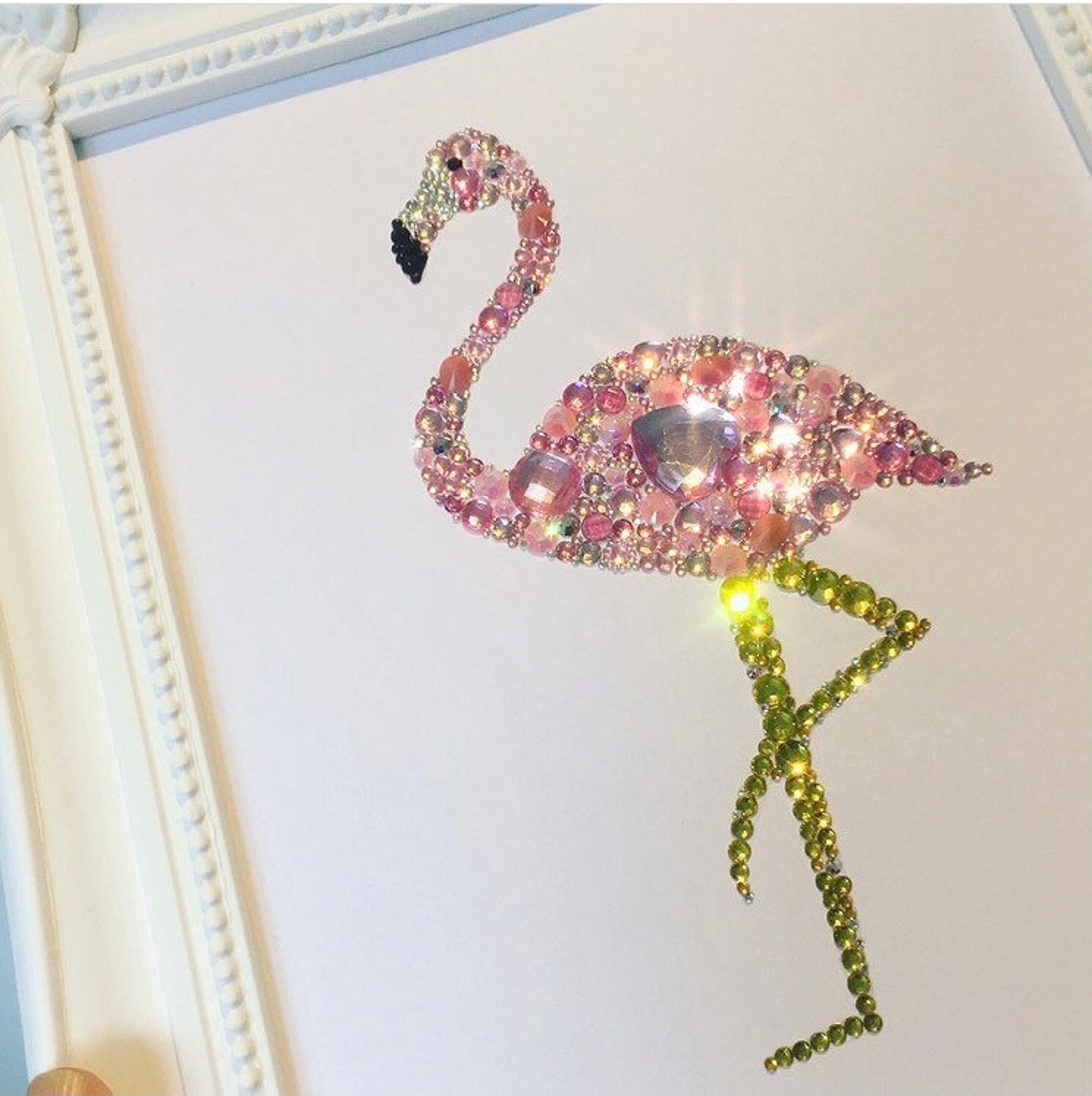 Flamingo Swarovski Crystal Button Frame Pink Flamingoes - Etsy