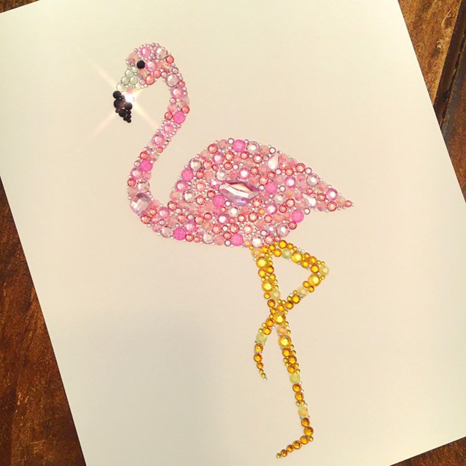 Flamingo Swarovski Crystal Button Frame Pink Flamingoes - Etsy