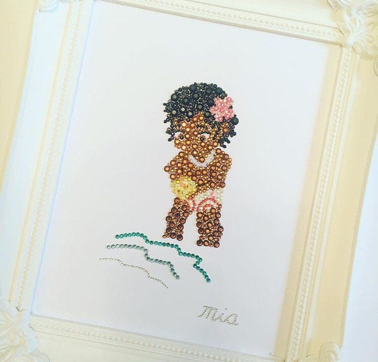 Baby Moana. Moana Decoration. Button Swarovski Crystal Art. - Etsy