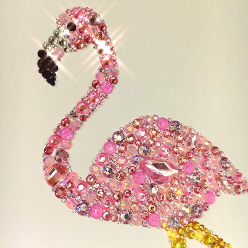 Flamingo Swarovski Crystal Button Frame Pink Flamingoes - Etsy