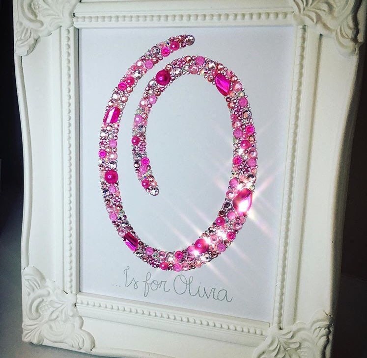 Initial Letter Name Frame Personalised Gift Button Wall Art | Etsy UK