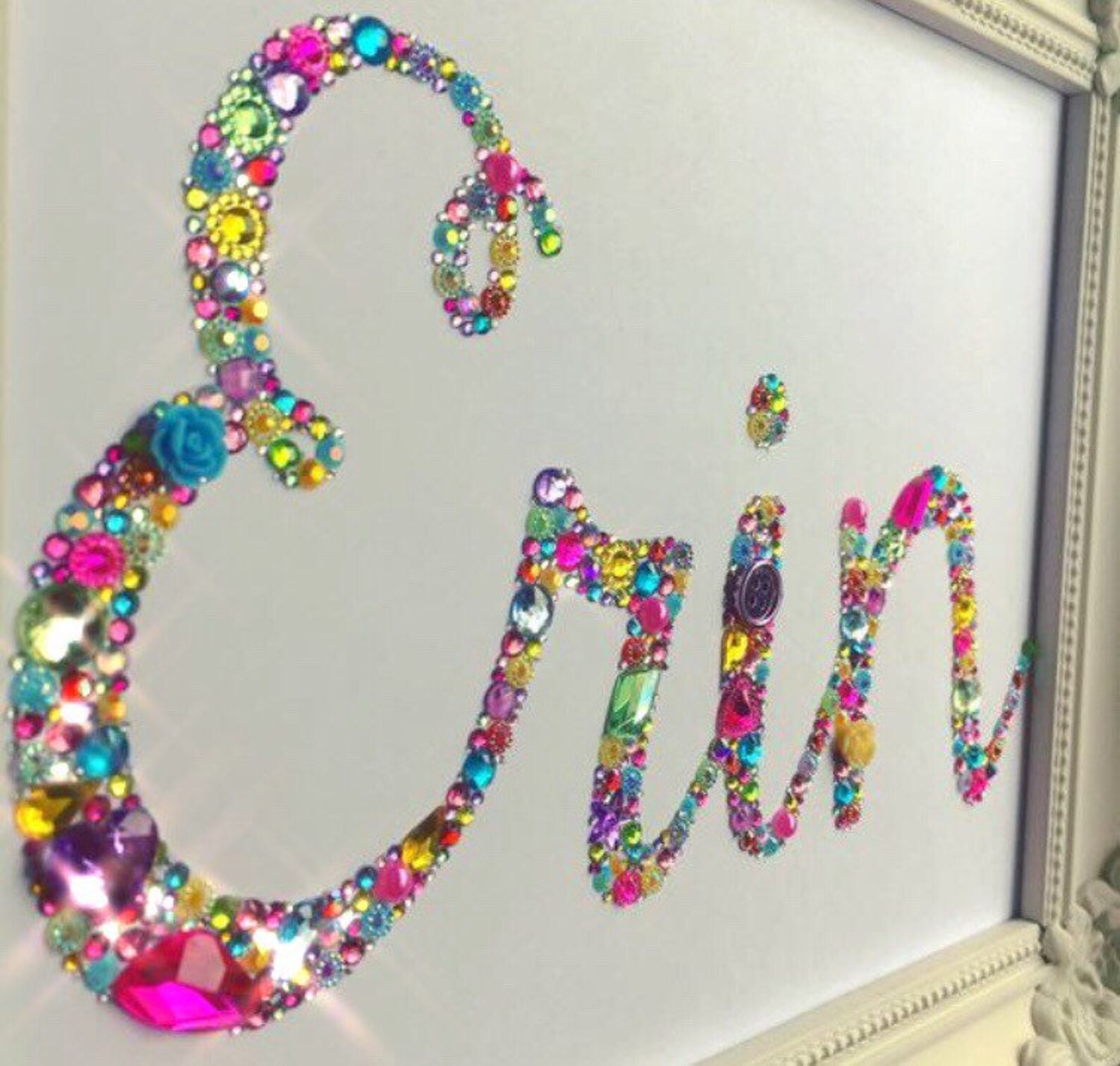 Name Frame Initial Letter Personalised Gift Button Wall | Etsy UK