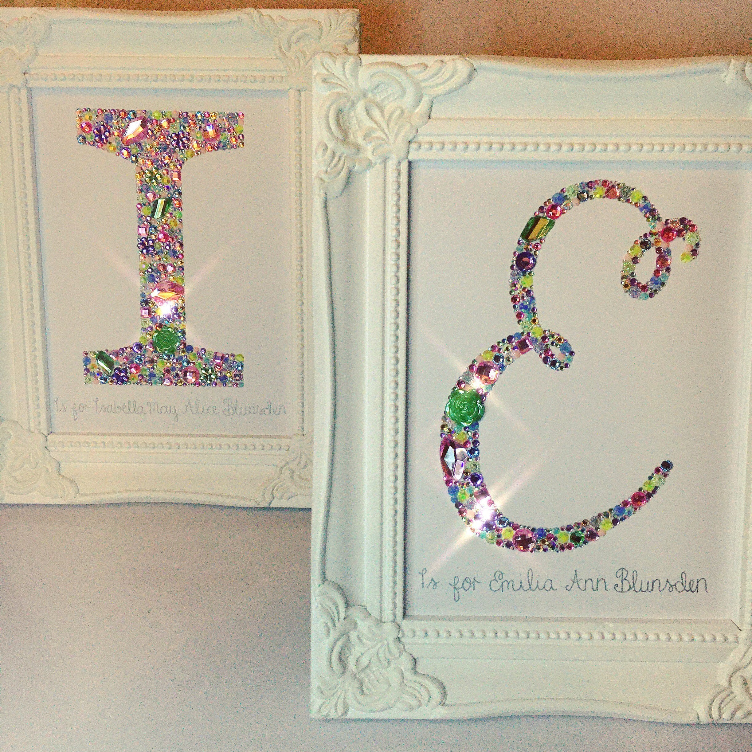 Initial Letter Name Frame Personalised Gift Button Wall Art | Etsy UK