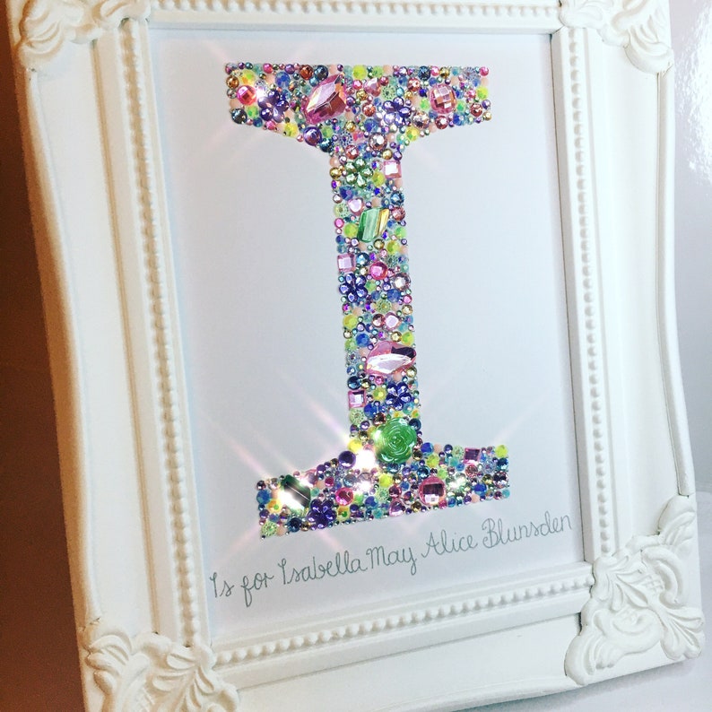 Initial Letter Name Frame Personalised Gift Button Wall Art | Etsy UK