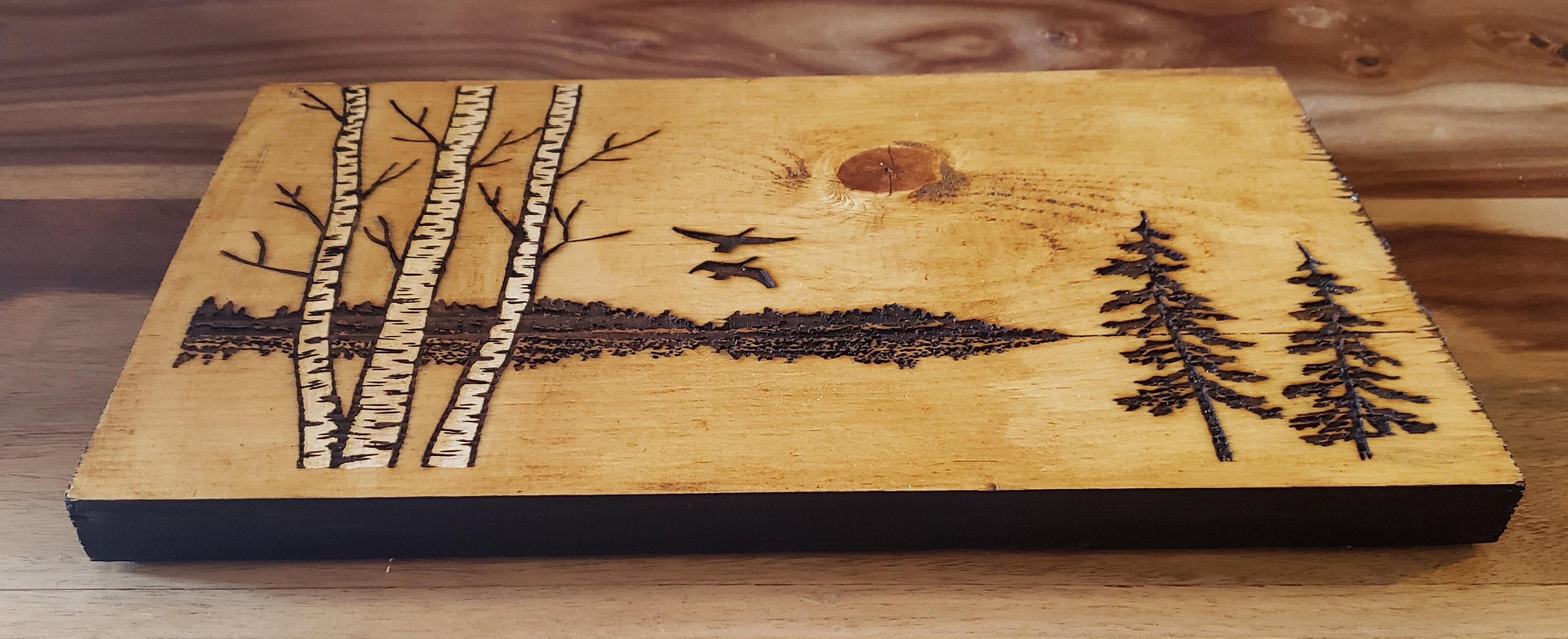 Woodburning, Pyrography, Forest Scene, Birch, Aspen, Trees, Woodland ...