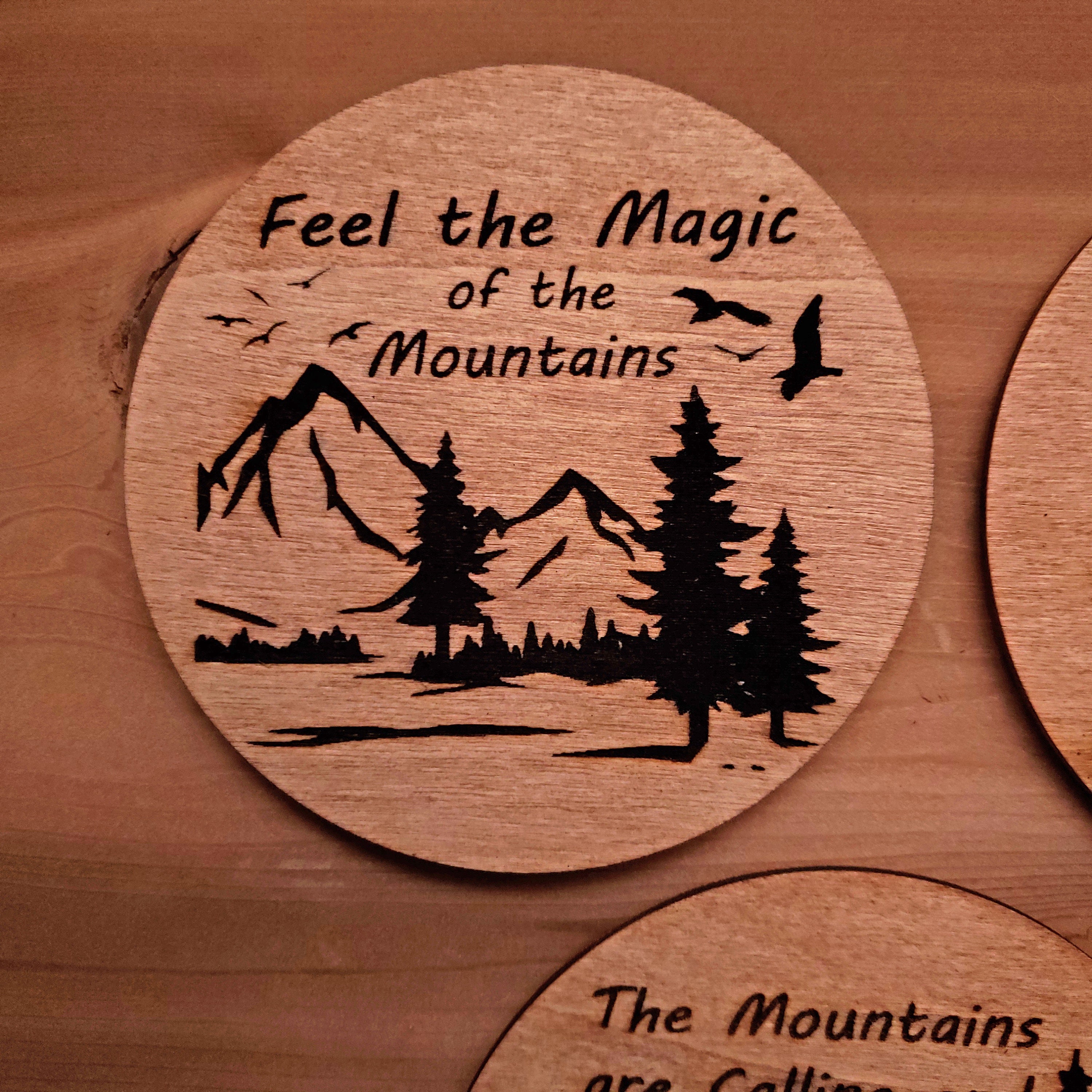 Wooden Coasters, Laser Engraved, Nature Themed, Set of Four Individual ...