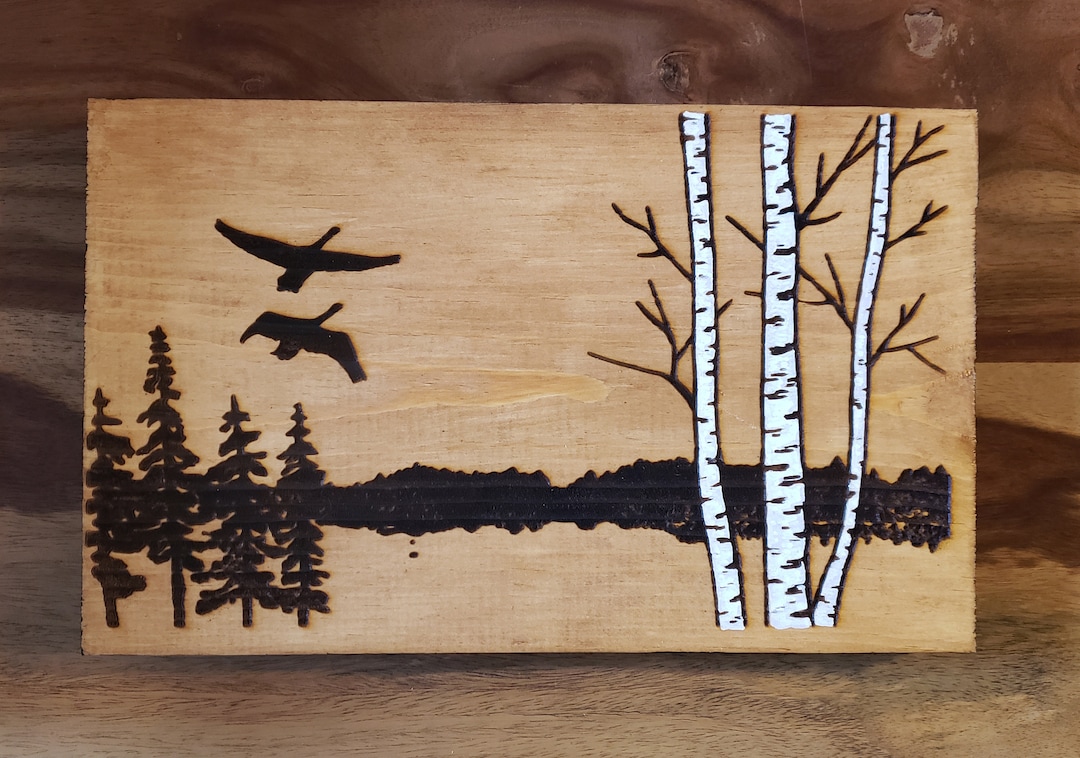 Woodburning, Pyrography, Forest Scene, Birch, Aspen, Trees, Woodland ...