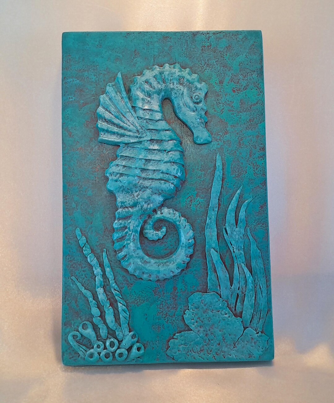 Handmade 3D Clay Wall Art, Seahorse, Ocean Scene, Gift, Beach House ...