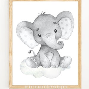 Elephant Wall Decoration Baby Boy Nursery Art Prints Set of 3 for Kids ...