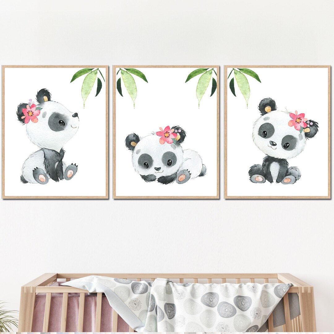 Panda Art Prints Baby Girl Nursery Wall Decoration Children Room ...