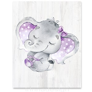 Elephant Wall Decor Baby Girl Nursery Print Artwork Floral Jungle ...