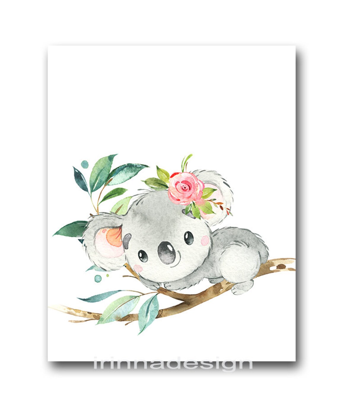 Letter Initial Prints Baby Koala Wall Art Set of 3 Pictures | Etsy