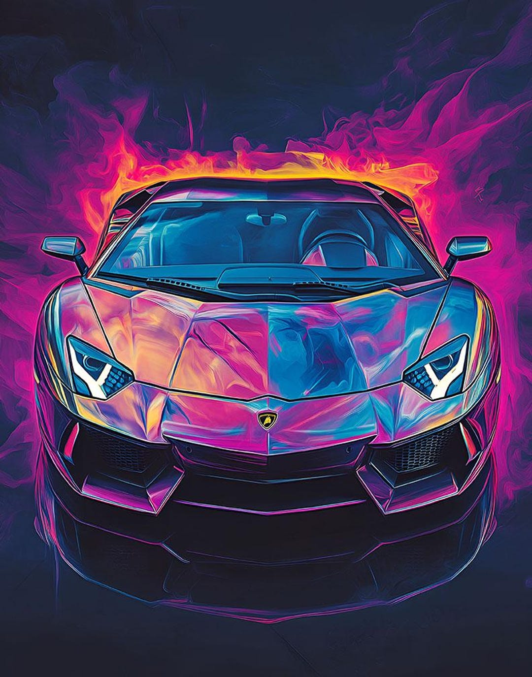 Neon Lamborghini Aventador Digital Printable Wall Art Kids Bedroom ...