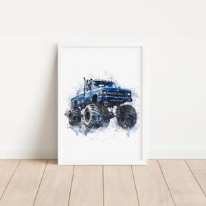 Custom Monster Truck Poster Personalized Name Baby Boy Nursery Wall ...