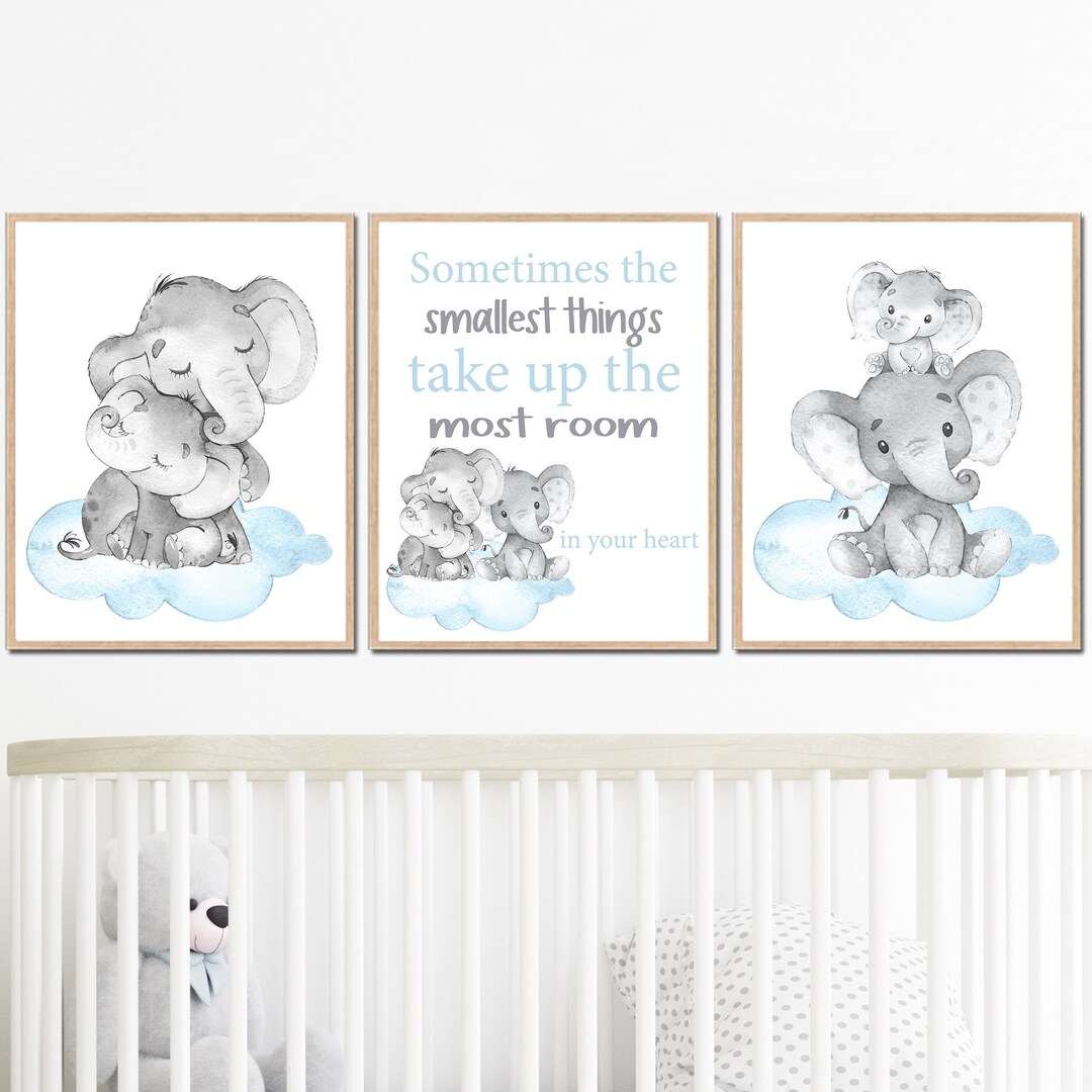 Elephant Quotes Wall Art Prints Baby Boy Nursery Decor Posters Kids ...