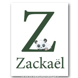 Baby Panda Name Print Boy Nursery Wall Art Decor Letter Initial Set of ...